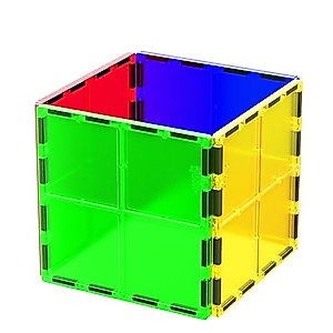 PicassoTiles Magnetic Building Block Large Square Shape Magnet Tiles Construction Toy STEM Learning Kit Educational Playset Playboard Pretend Play Stacking Blocks Child Brain Development PTE09