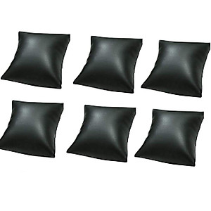 SYBL 6 Pcs Black Leather Watch Pillow Bracelet Pillow Display Jewelry Display Pillow Bracelet Bangle Cushions Jewelry Organizer Holder 3.1 x 3.5 Inch
