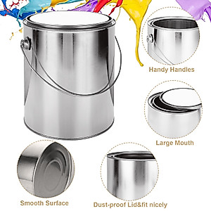 Acrux7 4 Pack Empty Paint Cans with Lids, 1 Gallon Paint Can with Lids & Handles (2) + 2 Quart Paint Can with Lids (2), Metal Unlined Paint Bucket, Paint Pails Containers for Painting, DIY Crafts