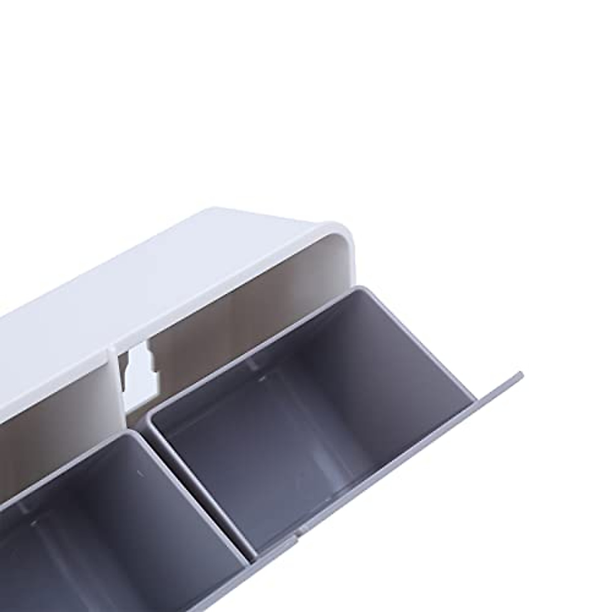 Pssopp Makeup Organizer, Wall Mounted Cotton Pads Dispenser Cosmetics Makeup Cotton Swab Holder for Bathroom Washroom White Gray Canisters