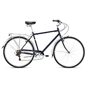 Schwinn Wayfarer Adult Hybrid Bike, Mens and Womens, 18-Inch/Medium Steel Step-Over Frame, 7-Speed Drivetrain, Rear Rack, 700C Wheels, Blue