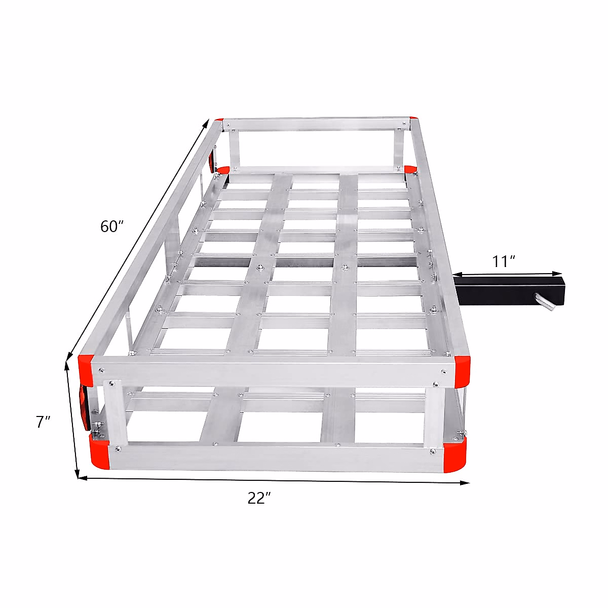 IRONMAX Hitch Cargo Carrier, 60” x 22” x 7” Trailer Hitch Mount Aluminum Cargo Carrier Fits 2” Receiver, Heavy Duty Vehicle Rear Cargo Basket for SUV, Car, Van, Truck, 500LBS Capacity