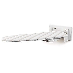 Wall-Mounted Space Saving Iron Board, Ironing Board with Turning Mechanism White Swivel Style 180° Rotation Flap Folding Ironing Board Built-in Cabinet with Cover