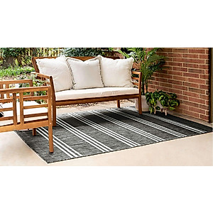 Unique Loom Outdoor Collection Area Rug - Anguilla (4' 1" x 6' 1" Rectangle, Charcoal/ Ivory)