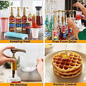 Coffee Syrup Pump Dispenser, 6 Pack Syrup Pump for 750ml/25.4 oz Syrup Bottle, Gold Pumps for Coffee Syrup Bottle, works with Torani, DaVinci, Jordans Skinny 750ml Syrups Bottles (Gold)