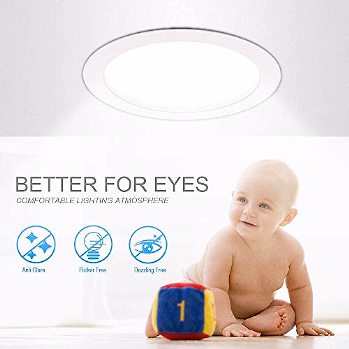 SAATLY 13W 6 inch LED Recessed Lighting, Ultra Thin Ceiling Downlight with Junction Box, 5000K Daylight Dimmable, 850lm 110W Eqv. ETL Certified, Pack of 12