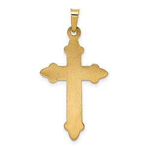 Avariah 14k Yellow Gold Fleur De Lis Cross Pendant - 35mm