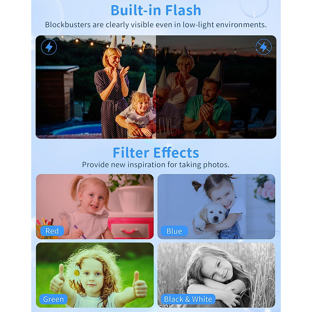 NIKICAM Digital Camera,4K 44MP Kids Digital Camera with 32GB SD Card Compact Point and Shoot Camera with 16X Digital Zoom 2.4 Inch Portable Small Camera for Kids Teens Adults-Black