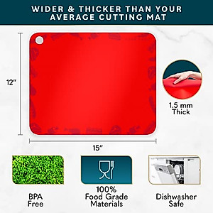 Plastic Cutting Board Set of 8-15"x12" - 1.5mm Thick Non Slip Plastic Cutting Boards for Kitchen - Flexible Cutting Board, Chopping Board - Cutting Mats for Cooking - Color Coded Cutting Board Mats