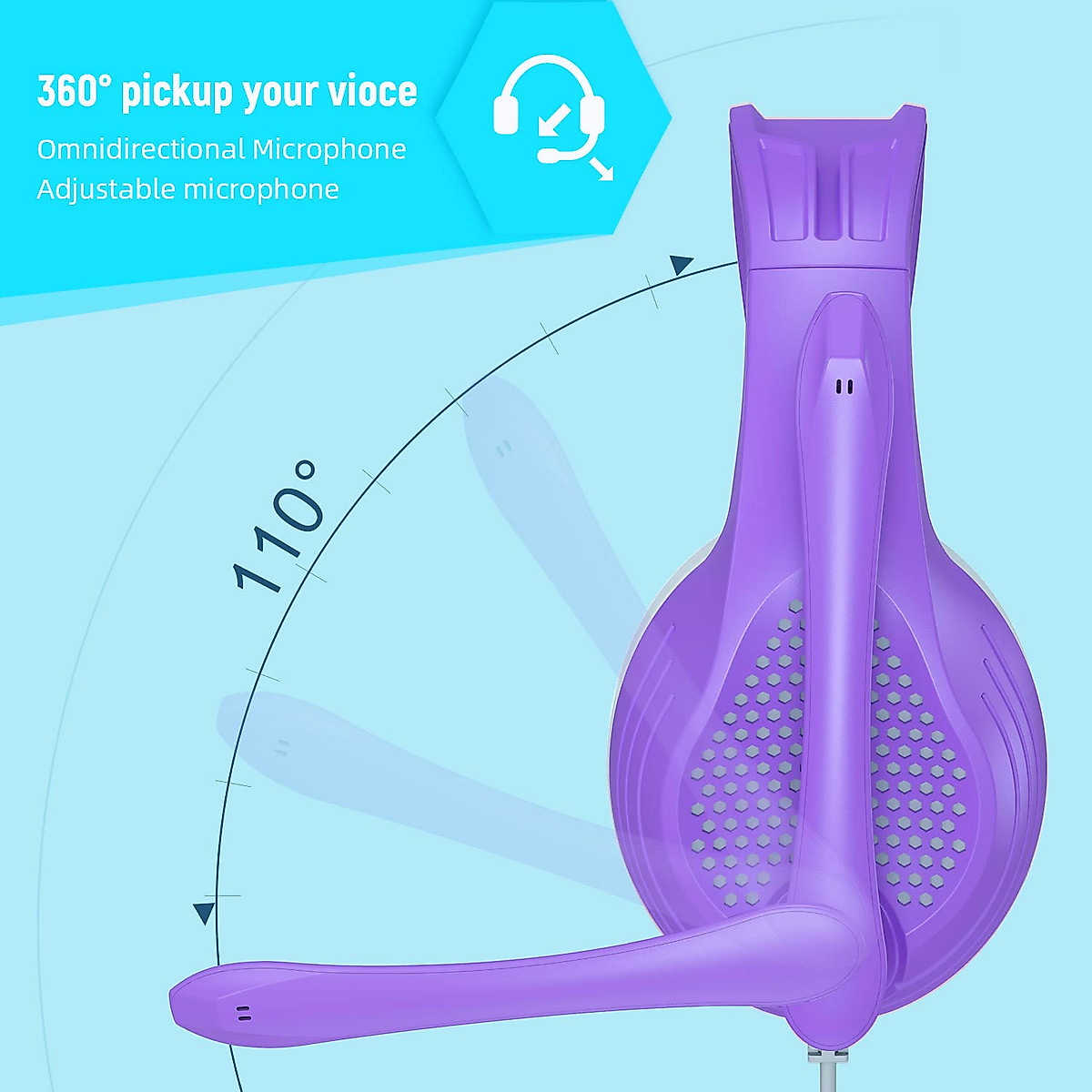 Anivia Computer Headsets Over Ear Headphones Wired Gaming Headset with Mic for PC Mac PS4 PS5 Xbox One, Stereo Surround Sound, Purple