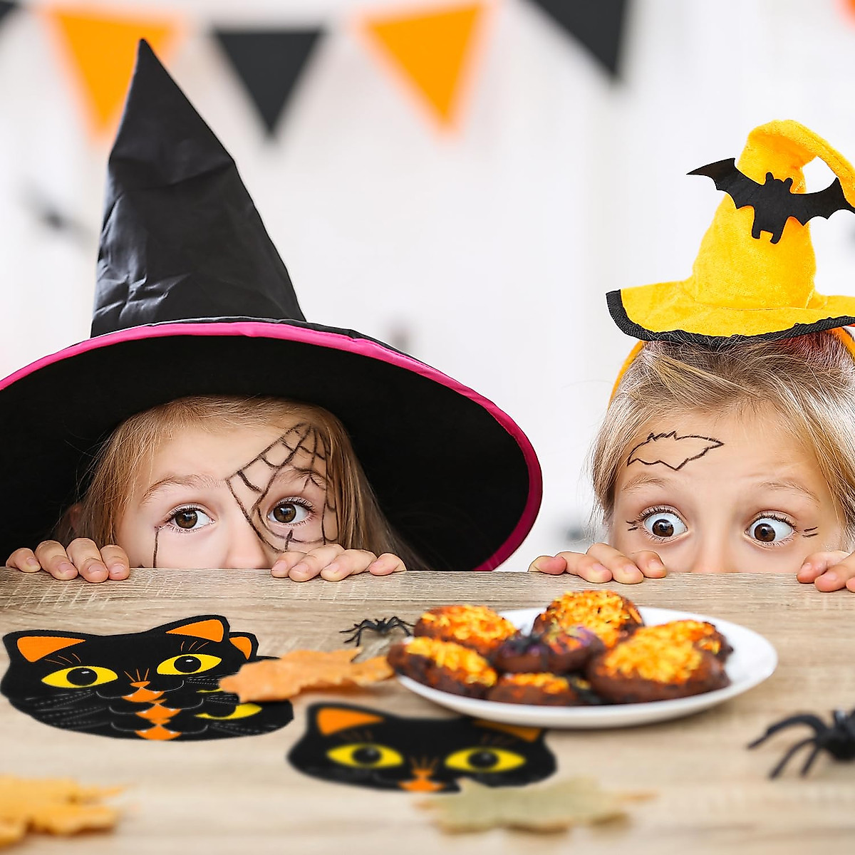 Quera 50 Pack Halloween Napkins Paper Napkins Black Cat Cocktail Napkins Decorations for Halloween Party Supplies, Black Cat Gifts Dinner Party Decoration (6.5 x 6.5 In)