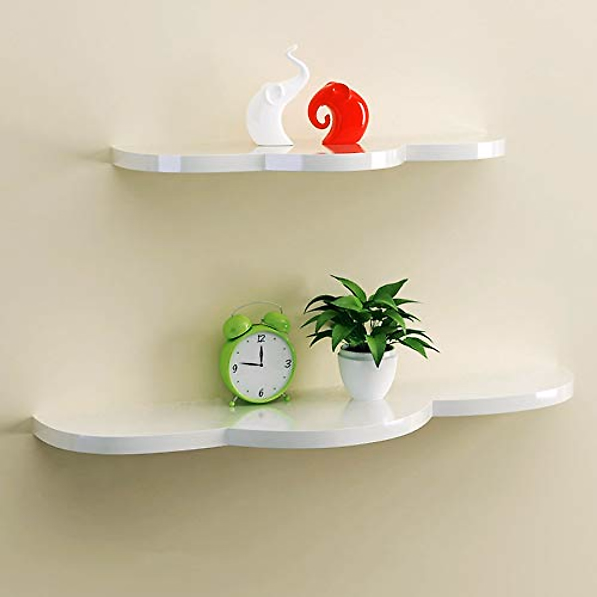 PIBM Stylish Simplicity Shelf Wall Mounted Floating Rack Wooden Background Wall Living Room,Length 50Cm / 70Cm,4 Colors, White