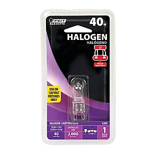 Feit Electric BPQ40/G9/RP 40-Watt T4 JCD Halogen Bulb G9 Bi-Pin Base, Clear