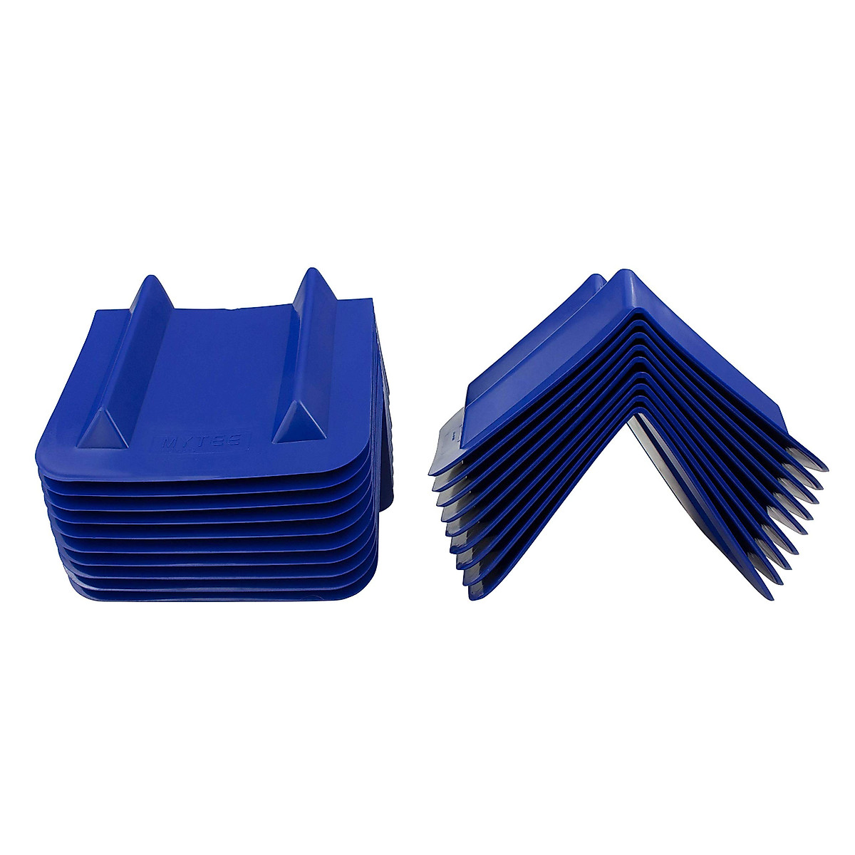 Mytee Products (20 Pack) V Edge Protectors Flatbed, 8" x 12", Blue | Vee Shaped Plastics Corner Protectors for Cargo Loads | Tie Down Strap Guard for Winch, Ratchet Straps on Flatbed Truck Trailers