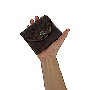 Hide & Drink, Leather Short Wallet, Holds Up to 3 Cards Plus Folded Bills & Coins, Cash Organizer, Accessories, Handmade Includes 101 Year Warranty :: Bourbon Brown