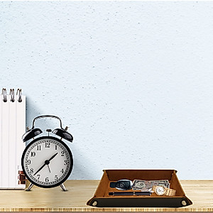 Socospace Valet Tray-leather and velvet,EDC Tray,Catchall Tray for Jewelry,Wallets,Watches,Key,Phones,Glasses, Perfect for Nightstand,Entryway Table,Desk,Key Tray,Home Decor（Brown）