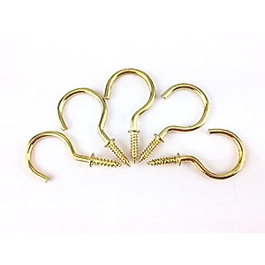 yueton 50pcs Metal Screw-in Ceiling Hooks Cup Hooks (Gold)