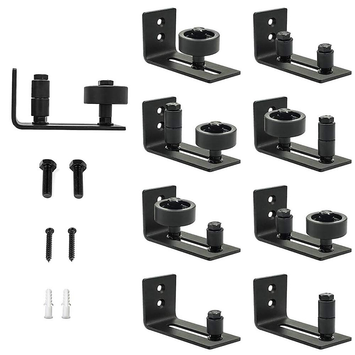 S&Z TOPHAND® 36 in x 84 in Brown British Brace Knotty Barn Door with 6.6FT Sliding Door Hardware Kit/Double -Sided Door Handle/Solid Wood/Double Surfaces/Simple Assembly is Required