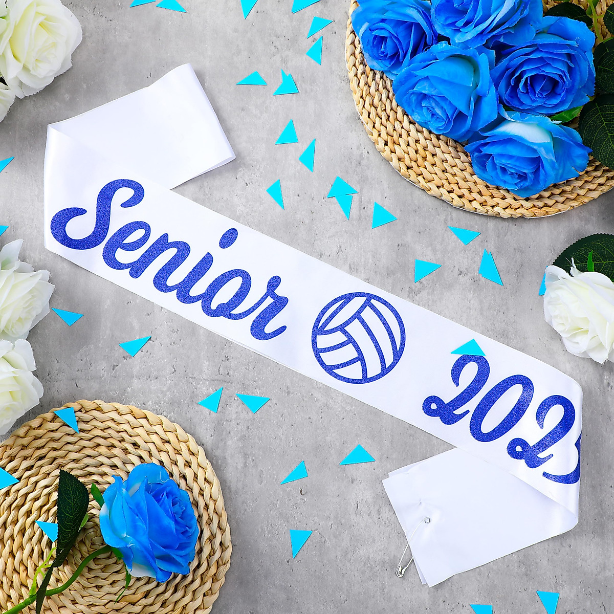 Vinsatin White Senior Sash 2025 Satin Sashes Senior Graduation for Graduated Cheerleader Celebration(6 Set,Volleyball)