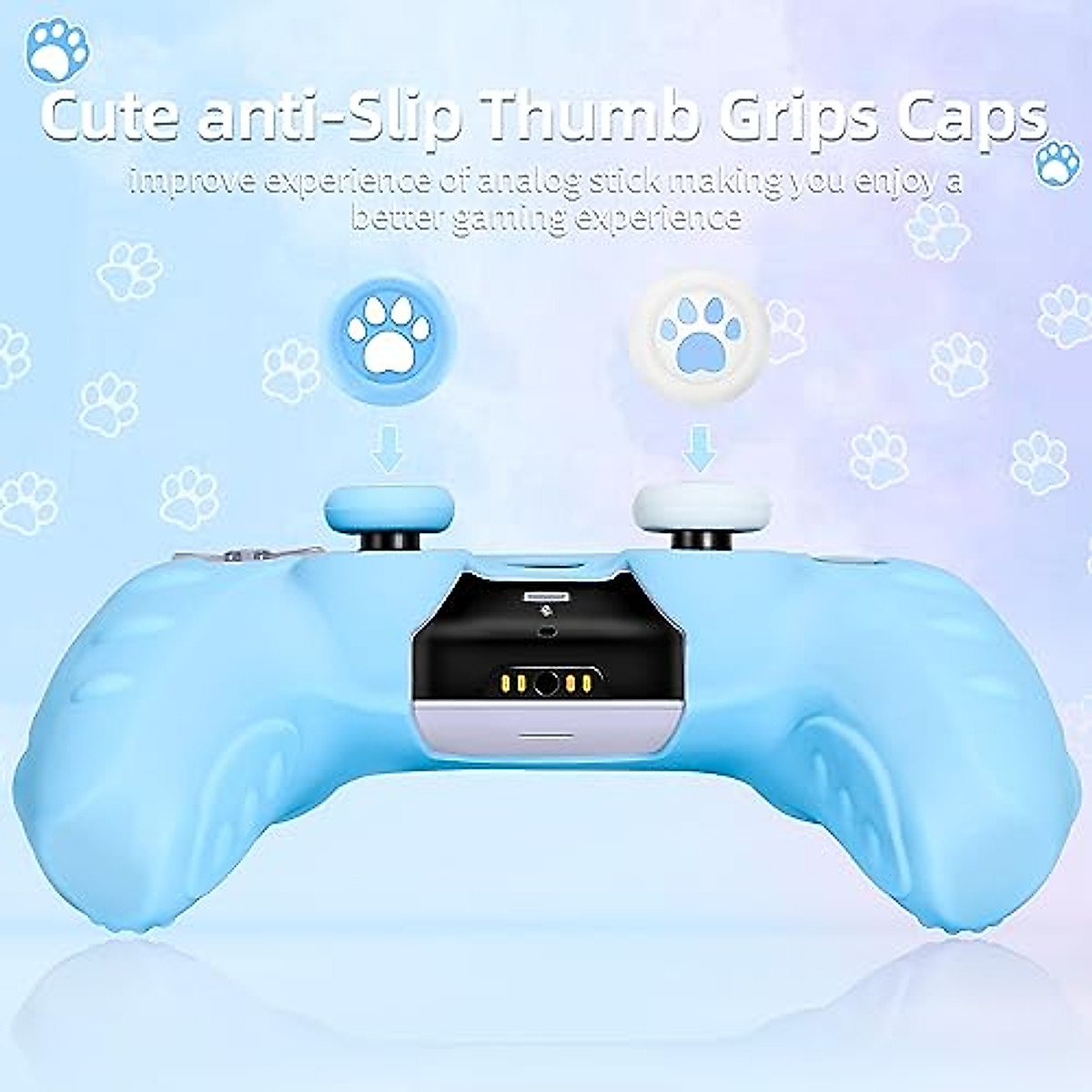 BRHE Cute Cat Claw PS5 Controller Skin - Non-Slip Silicone Protective Cover for PlayStation 5 Wireless Controller with 2 Thumb Grip Caps,1 cat Sticker,4 Remote Sensing Coils