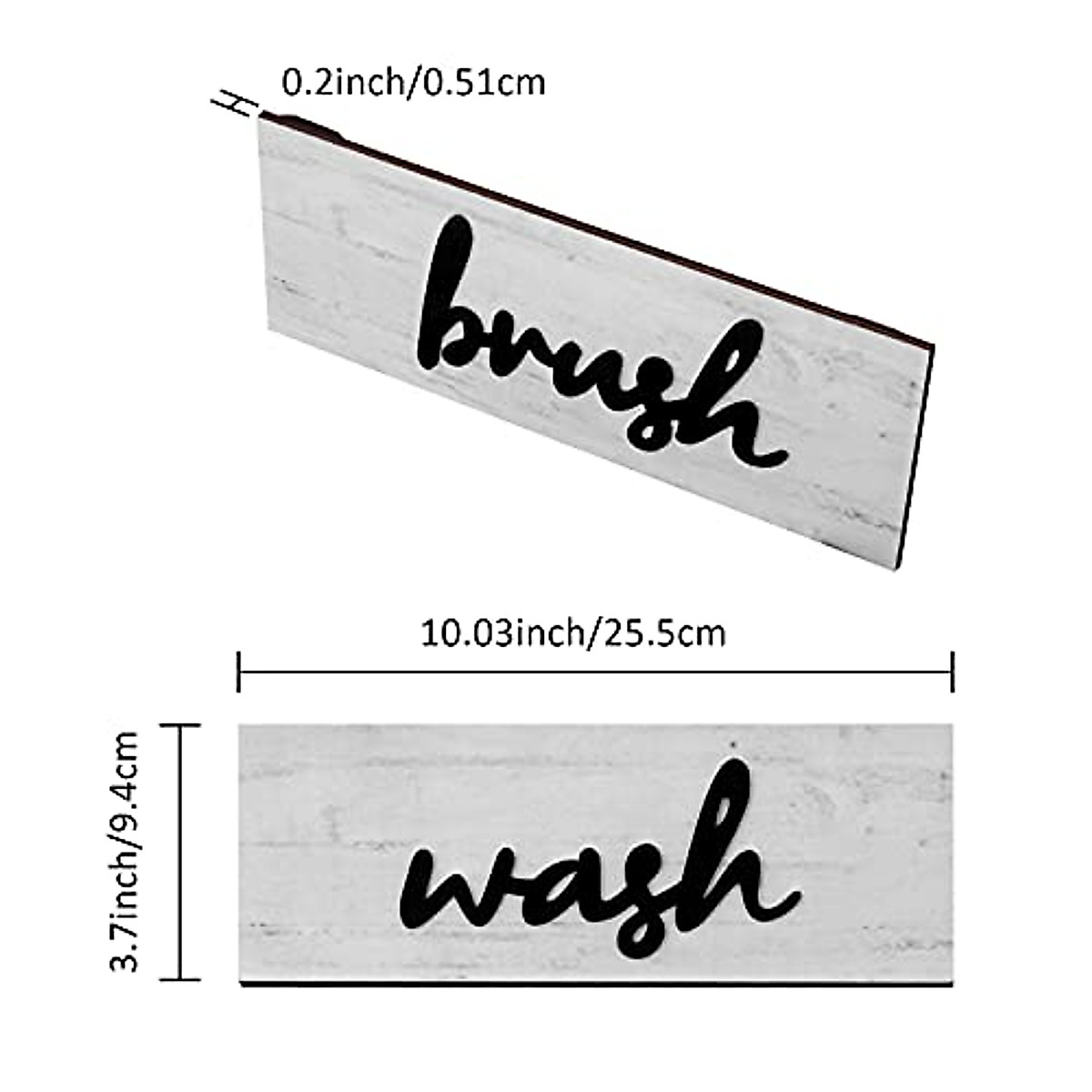 4 Pieces Farmhouse Bathroom Wall Decors wash brush floss flush sign Relax Soak Bathroom Decoration Card Set, Wall Art Old-Fashioned Wooden Decorations for Family Laundry Bathroom (White,10 x 3.7 Inch)
