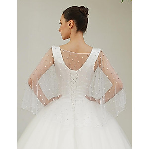 EllieHouse Womens Soft Tulle Bridal Scarf Evening Shawl Wedding Wraps Ivory CF40