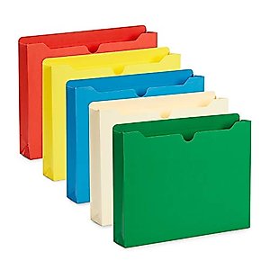 Blue Summit Supplies 2 Inch File Jackets, Reinforced Straight Cut Tab, Heavy Duty 2 Inch Expansion Pocket, Letter Size, Assorted Colors, 25 Pack
