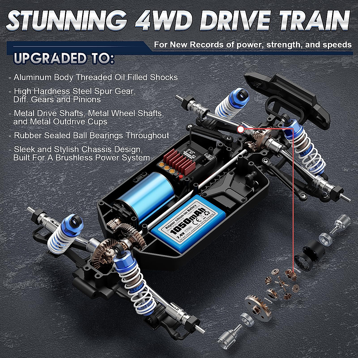 HAIBOXING Brushless RC Car 16890A 1/16 Scale 4X4 Fast Remote Control Truck 48 KM/H Top Speed, Hobby RC Cars for Adults and Boys All Terrain Off-Road Truck with Spare Paddle Tires for Sand Land