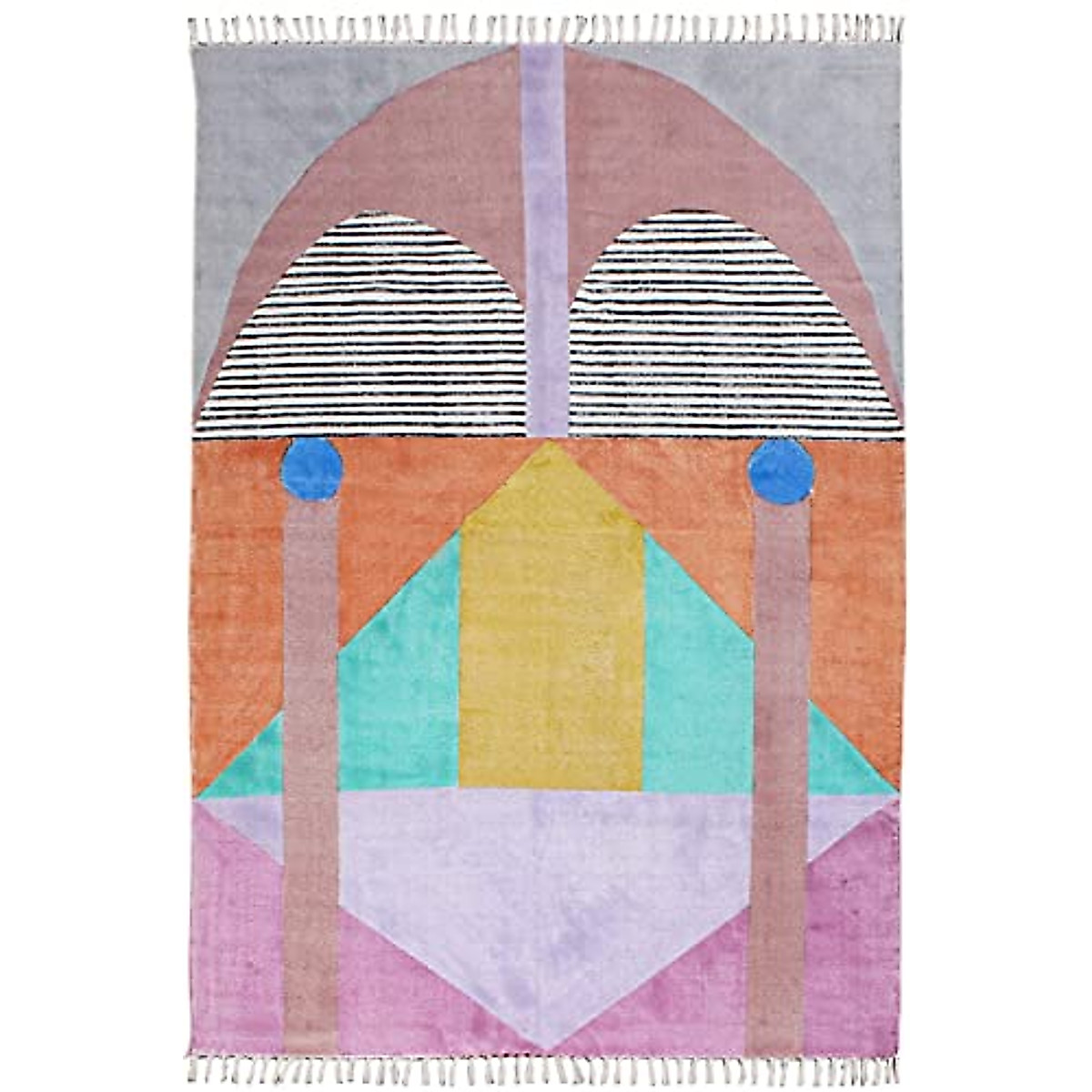 Casavani Indian Handmade Cotton Dhurrie Geometric Pink & Orange Area Rug Boho Kilim Flat Weave Rug Indoor Hall Room Decor Carpet Throw Rugs for Bedroom Living Room Bathroom Balcony 2x3 Feet