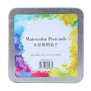 Gerioie Watercolor Paper, Art Paper Watercolor Paper Pad Watercolor Tool, Paper Craft Supplies Cold(Square tin Box 24/Sheet)