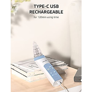 GROWNSY Nasal Aspirator for Baby, Electric Nose Aspirator for Toddler, Baby Nose Sucker, Automatic Nose Cleaner with 3 Silicone Tips, Adjustable Suctions, Music and Light Soothing Function (Blue)