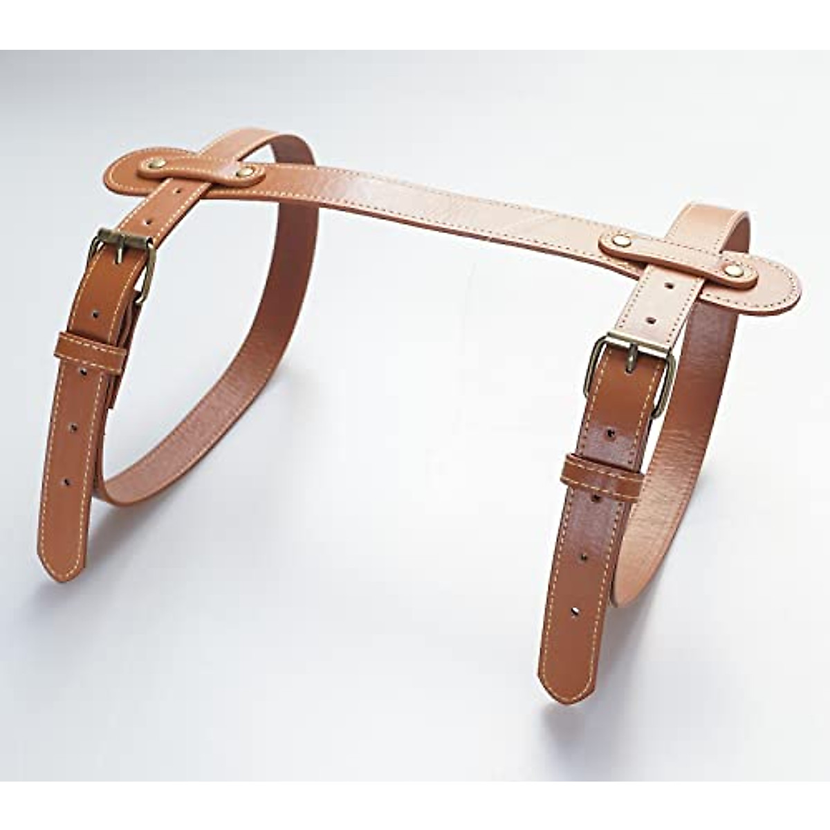 PU Leather Handle Outdoor Picnic Blanket Carry Strap Camping Travel Rug Carrier Blanket Motorcycle Tour Yoga Mat Luggage Belt (Light Brown)