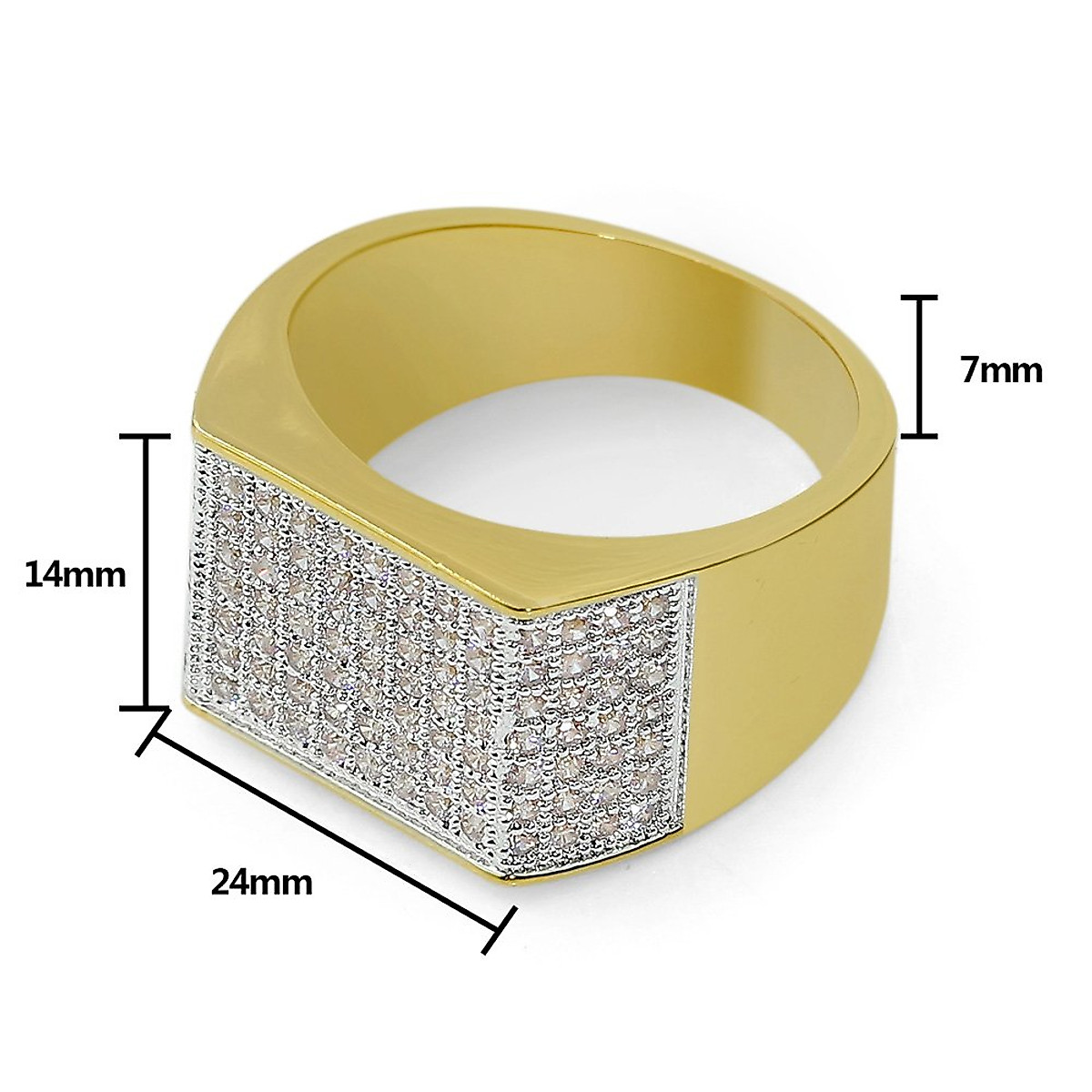 JINAO 18k Gold Plated Iced Out Square Bling Ring Cubic Zirconia Statement Wedding Band Ring for Women Men Hip Hop (11)