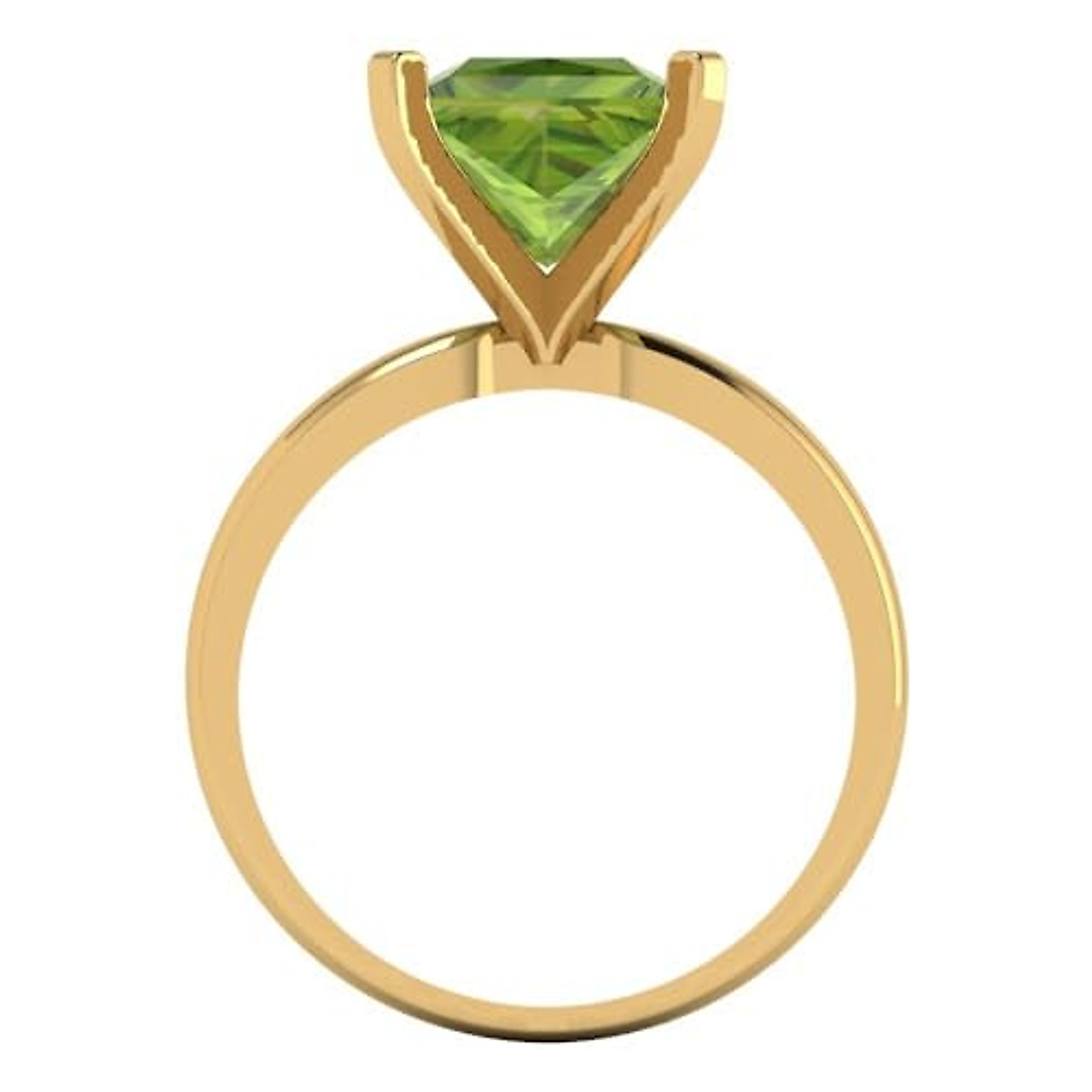 Clara Pucci 3.0 ct Princess Cut Solitaire Natural Peridot Engagement Wedding Bridal Promise Anniversary Ring 18K Yellow Gold Size 9.5