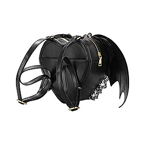 Domccy Women Mini Backpack,Women Mini Backpack,Novelty Black Bat Backpack Fashion Shoulder Bags Purse for Women Girls Black| Backpack