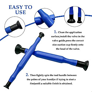 2Pcs Double Ended Valve Hand Lapping Grinding Tool Kit,Dual-End Suction Cups Lap Stick,Blue(One Large and One Small)