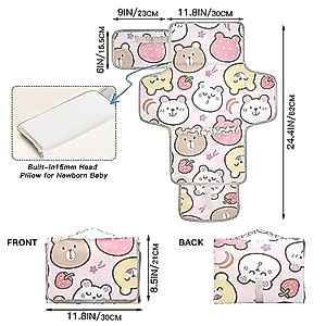 Bulletgxll Cute Bear Face Portable Diaper Changing Pad Waterproof Changing Pad with Baby Tissue Pocket and Magic Stick for Newborn Baby.