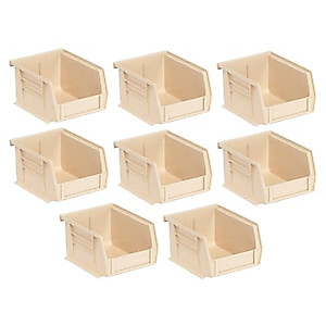 QUANTUM STORAGE SYSTEMS K-QUS210IV-8 8-Pack Ultra-Stack and Hang Bins, 5-3/8" x 4-1/8" x 3", Ivory