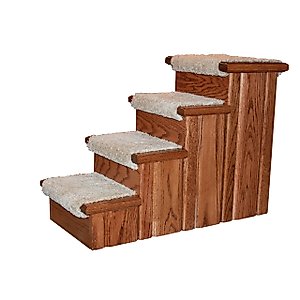 Premier Pet Steps Tall Raised Panel Dog Steps, Carpeted Tread with Stained Early American, 23-Inch