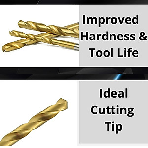 50 pcs 1mm 1.5mm 2mm 2.5mm 3mm Titanium Coated HSS High Speed Steel Drill Bit Tool Set for Drilling Holes in Leather, Soft Metal, Wood, Plastic, Soft Materials, Aluminum, Amber, Models