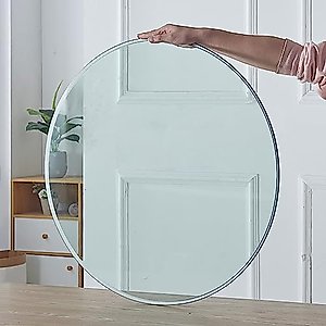 SNWGPLY Kitchen Dining Table Top, Round Dining Table Glass Table Top, Round Glass Table Top Replacement, 6 Non-Slip Rubber Pads, 35-100cm, Easy to Clean, Transparent