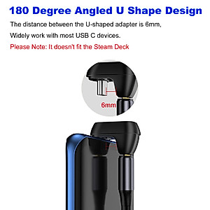 AreMe U Shape USB C Adapter (2 Pack), 180 Degree Angled Type C Male to Female Extender Support 40Gbps Data Transfer 100W Fast Charging for Switch, MacBook Pro/Air, Laptop, Tablet and Phones