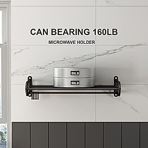 lanliebao 32 Inch Stainless Steel Wall Shelf Metal Shelving Heavy Duty Commercial or Household Grade Wall Mount Microwave Oven Shelf with Fixing Kit(Width 32 in Black)