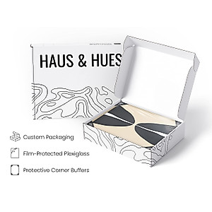 HAUS AND HUES Black Abstract Art and Modern Poster - Black Abstract Wall Art, Geometric Art, Abstract Modern Decor, Mid Century Modern Wall Decor (Beige Frame, 12x16)