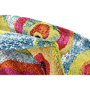 Unique Loom Lyon Collection Colorful Modern Abstract Floral Area Rug, 4 x 6 Feet, Blue/Yellow