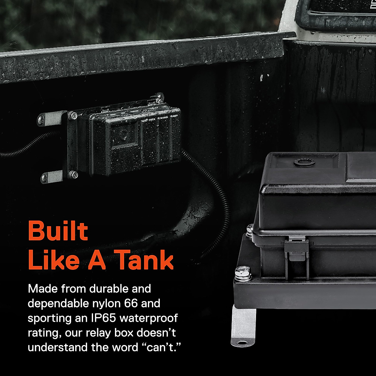 True Mods 12V Auto Waterproof Fuse 5-Pin Relay Box Block Kit w/ 12AWG + 16AWG Pre-Wired Harness [Bosch Style Relays & Fuses] Universal Relay Panel for DC Automotive Vehicles Cars Marine Boat Jeep UTV