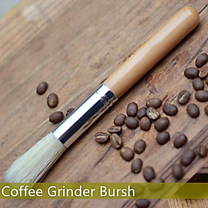 Coffee Grinder Brush Espresso Supply Maker Cleaning Brush, Wood Handle & Natural Bristles Dusting Brush Espresso Accessories for Home Kitchen Barista Tool