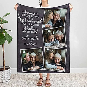 Artsadd Custom in Loving Memory of Blanket for Loss of Loved One with Picture, Customized Memorial Blanket and Throws Personalized for Mother Father Dog Pet Lost Sympathy Gifts 40x50
