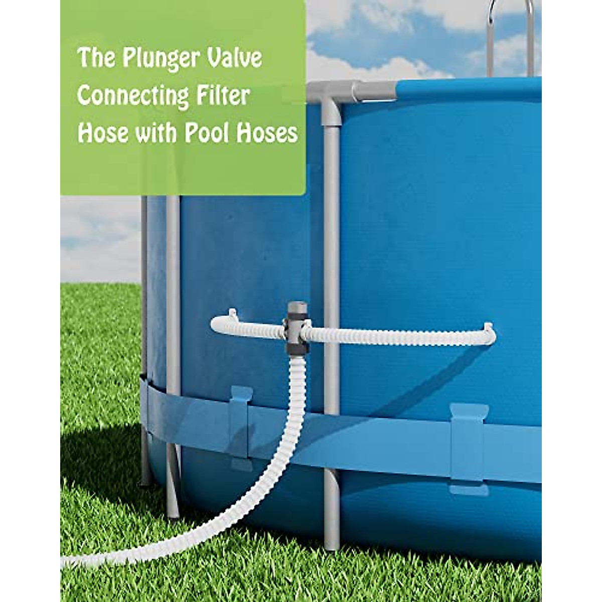 SHAPON Dual Split Hose Plunger Valve Compatible with Intex Pool Parts and Accessories Replacement for Above Ground Swimming Pool and Pool Filter Pump (1 Pack)