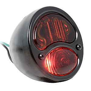 KNS Accessories KA0022 Black 12V Duolamp Tail Light for Ford Model A with Amber STOP Script on Red Glass Lens